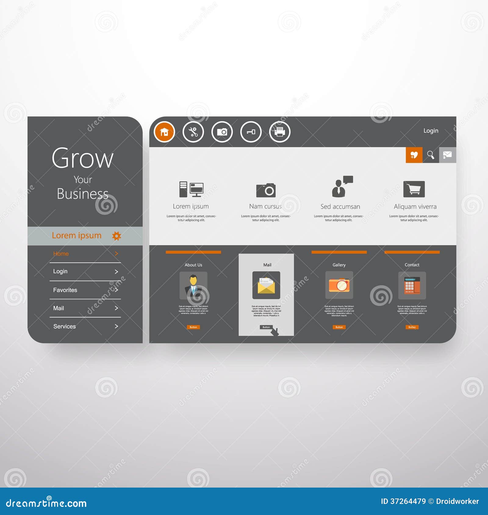 Flat Modern Website Template Stock Vector - Illustration of eps10 ...