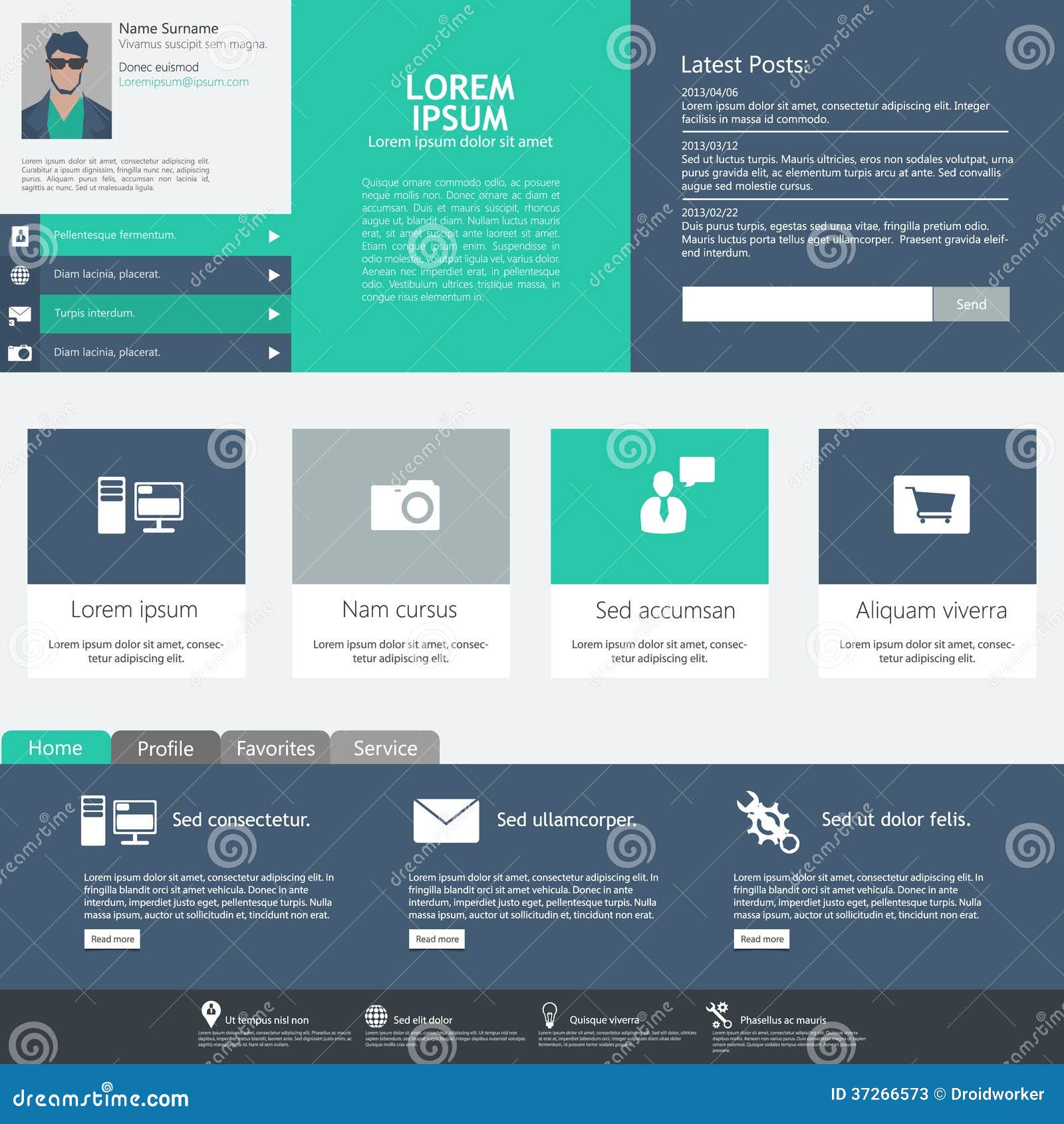 Flat Modern Website Template Stock Illustration - Illustration of ...