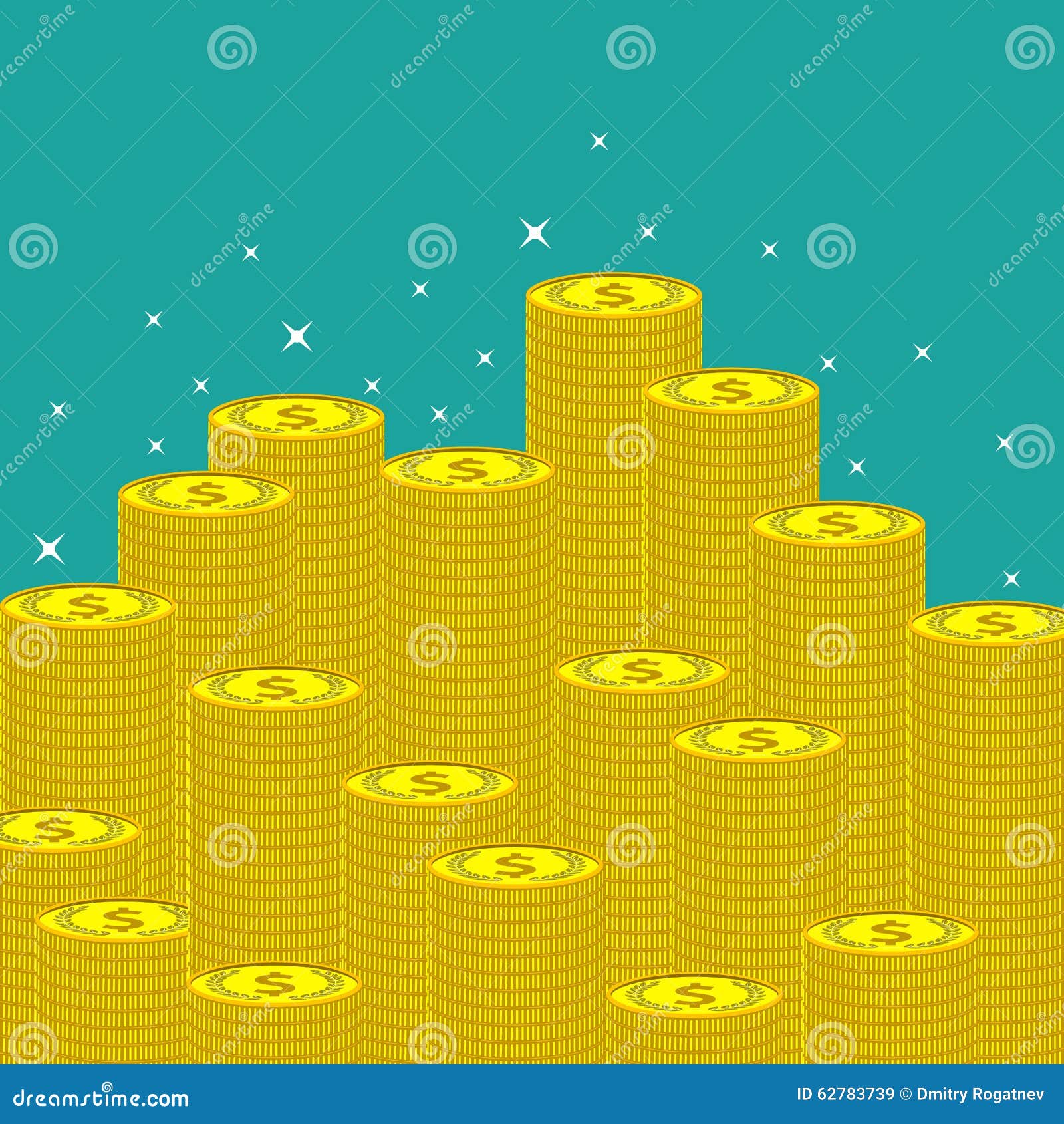 Flat Money Making Background with Coins. Stock Vector - Illustration of ...