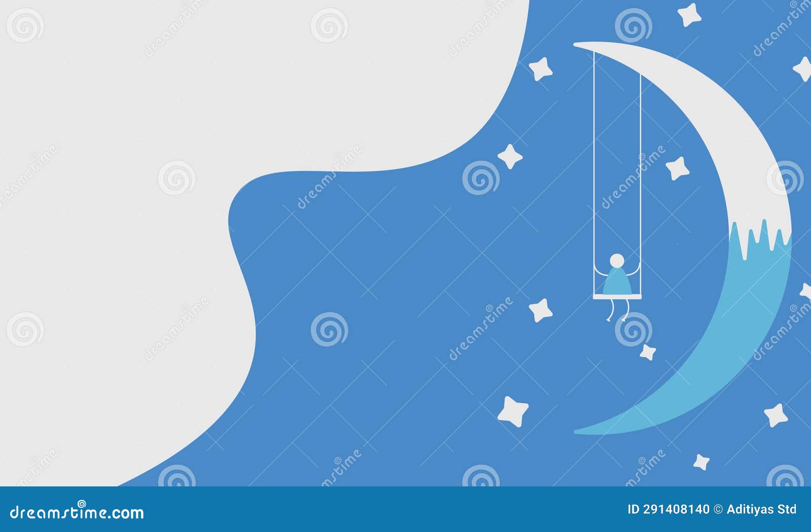 Flat Blue Moon Stars Flat Background Illustration Stock Vector ...