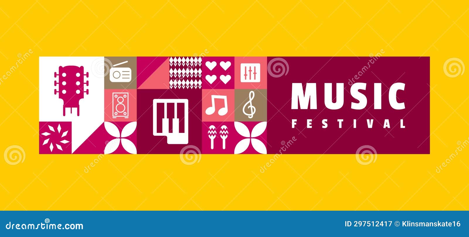 Flat Music Horizontal Banner Design Illustration Stock Vector ...