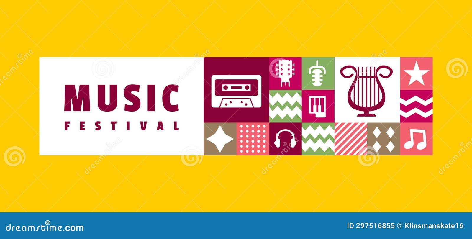 Flat Music Horizontal Banner Design Isolated Stock Vector ...