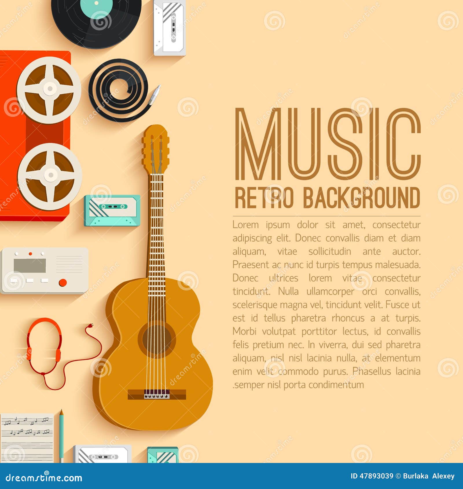 Flat Music Instruments Background Concept. Vector Stock Vector ...