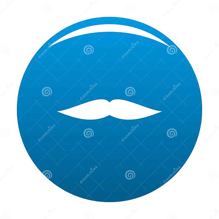 Flat Mustache Icon Blue Vector Stock Vector - Illustration of curly ...
