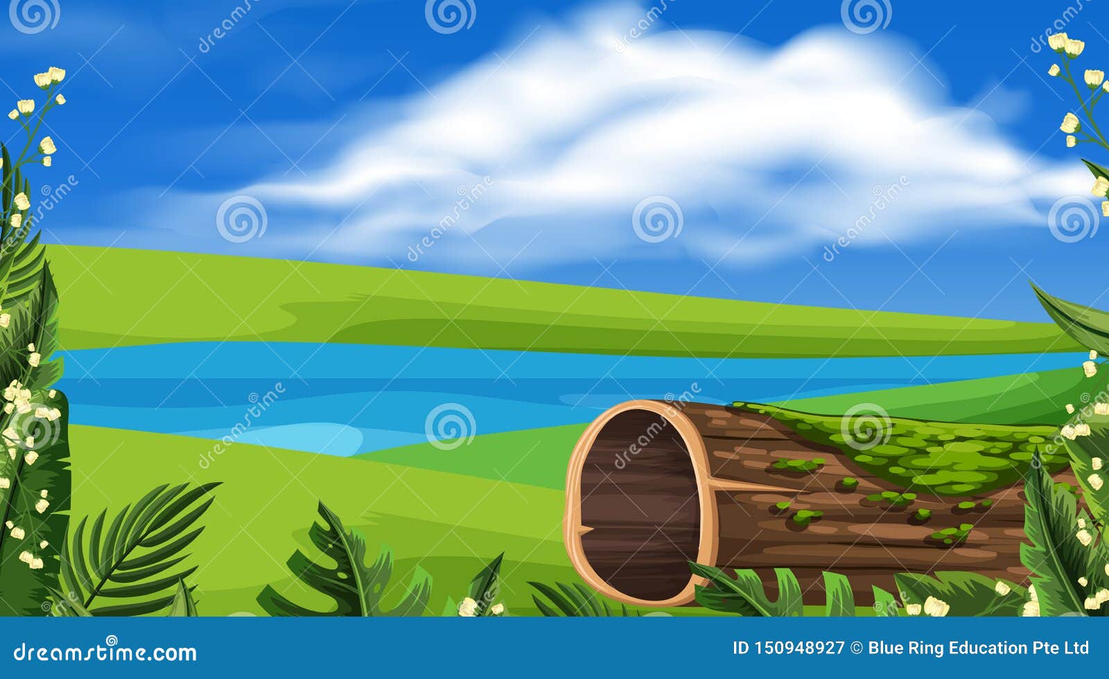 A flat nature landscape stock illustration. Illustration of cartoon ...