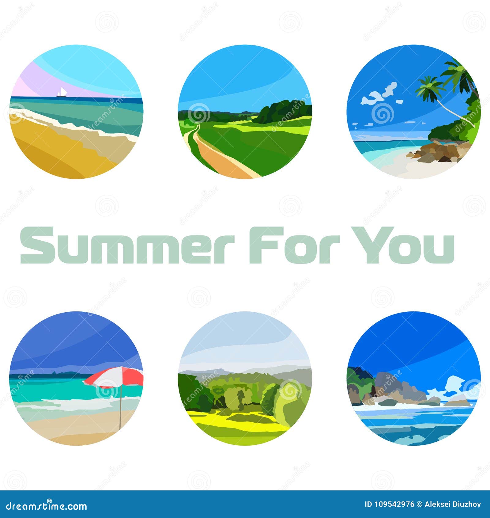 Flat Nature and Summer Icons Stock Vector - Illustration of color ...