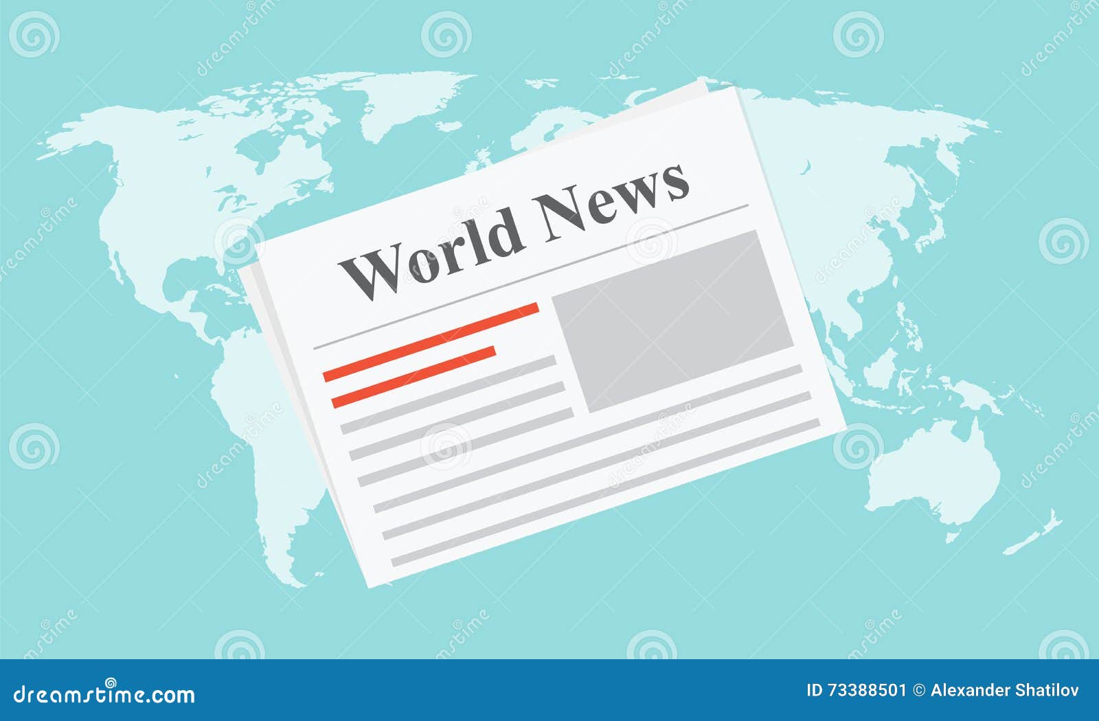 Flat Newspaper on the World Map. Vector Illustration Stock Vector ...