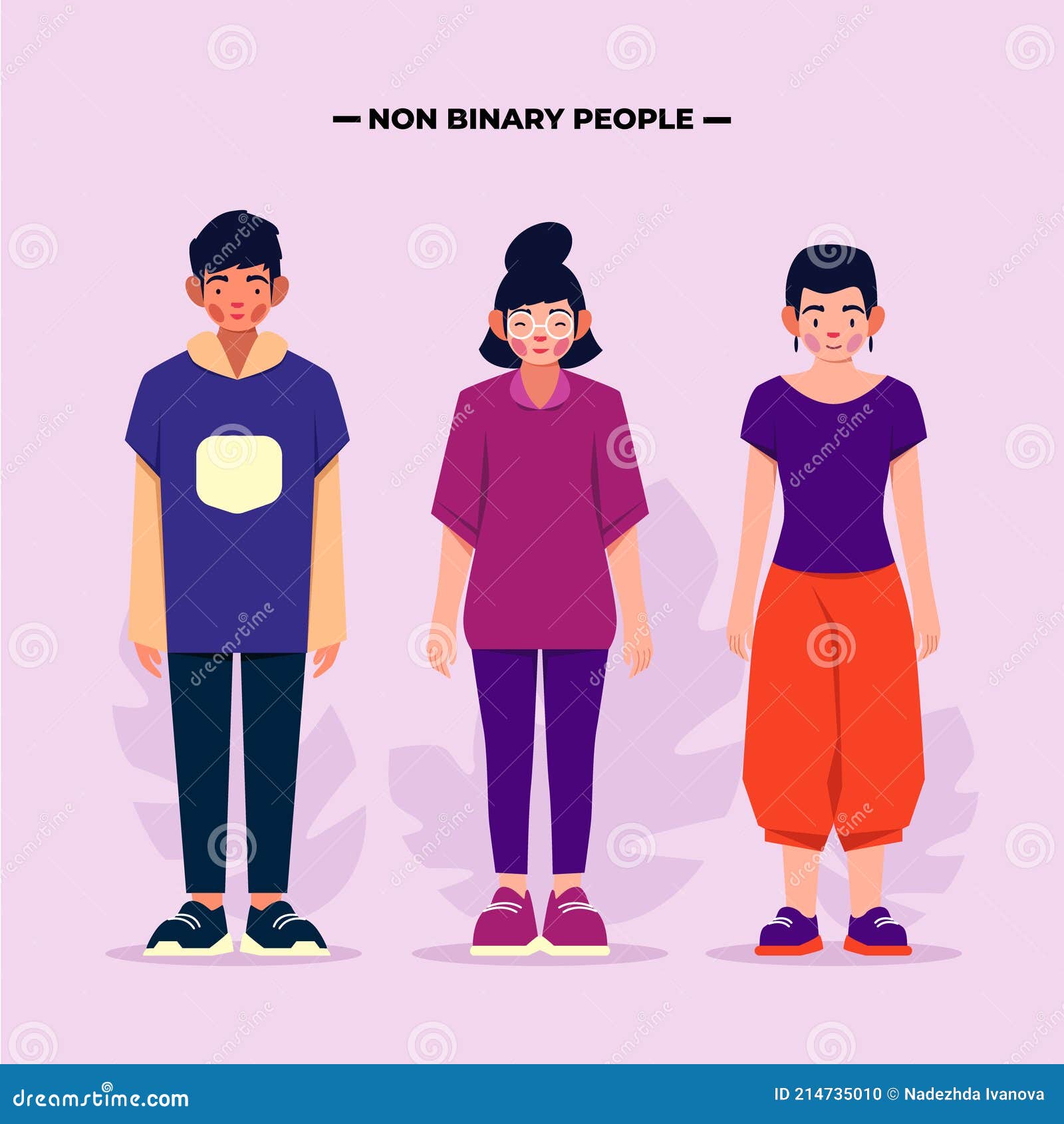 Non-binary People, Copy Space Template, Silhouette Vector Stock ...