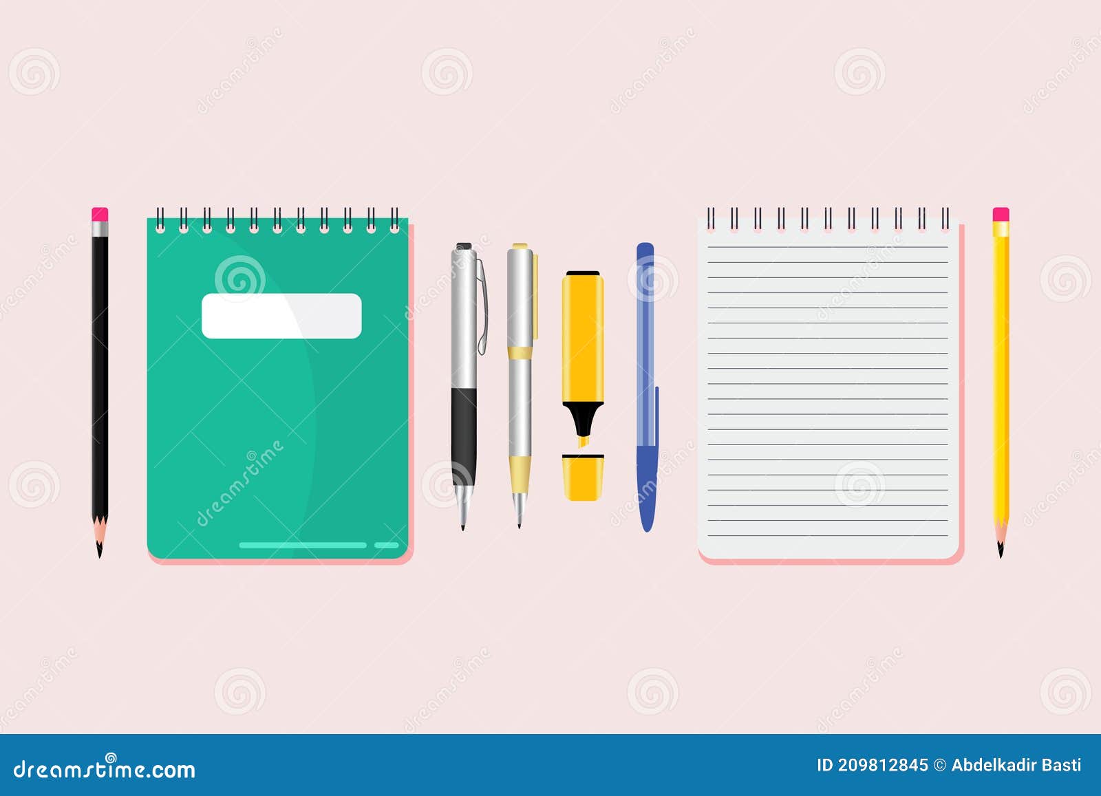 Notepad And Pens Cartoon Vector | CartoonDealer.com #43185135