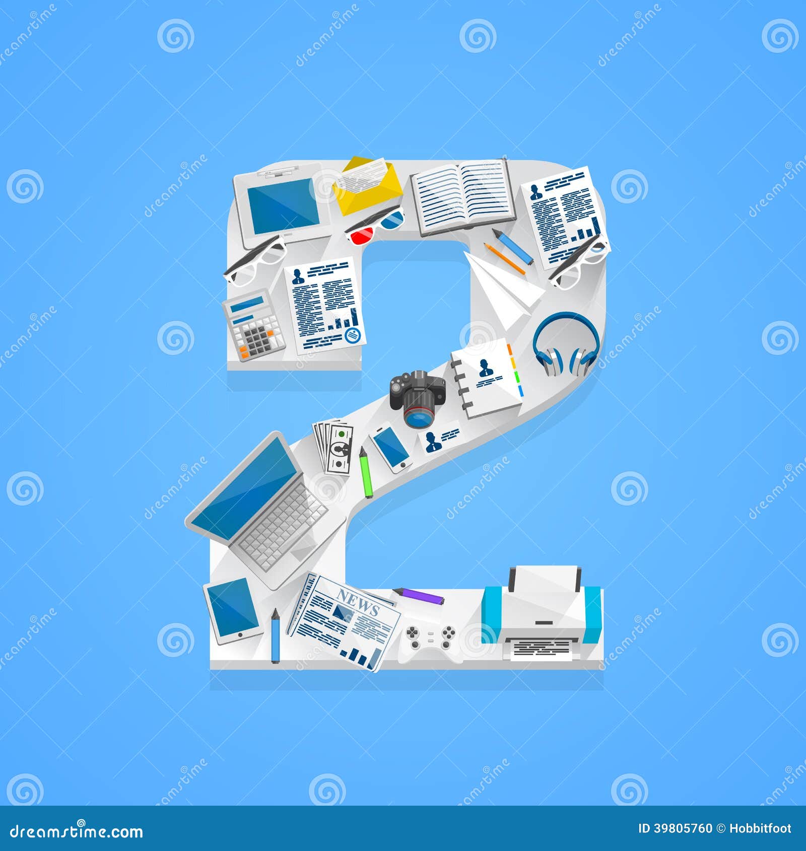 Flat number table 2. stock vector. Illustration of flat - 39805760