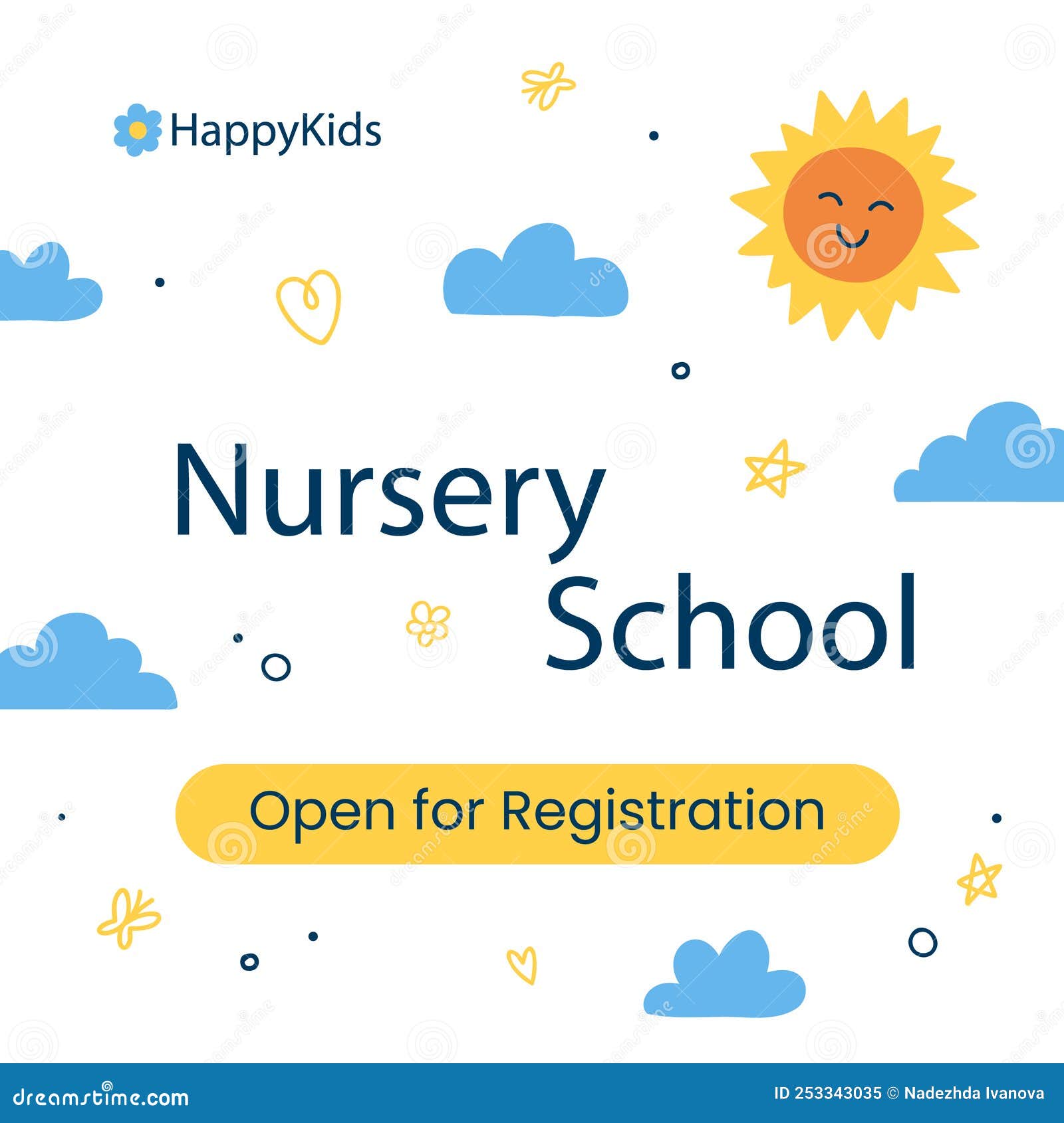 Flat Nursery School Posts Set Vector Illustration. Stock Vector ...