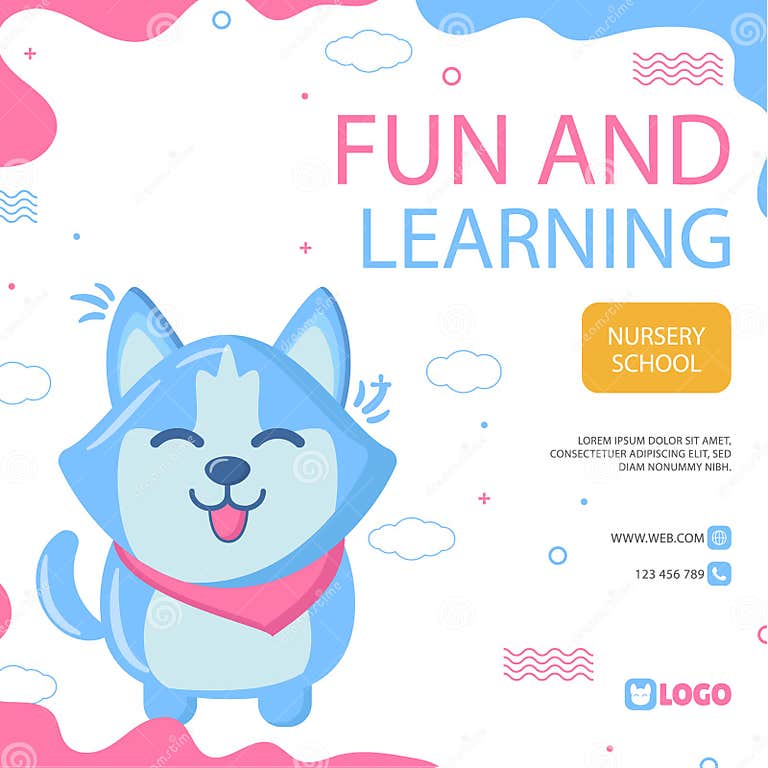 Flat Nursery School Posts Set Vector Illustration. Stock Vector ...