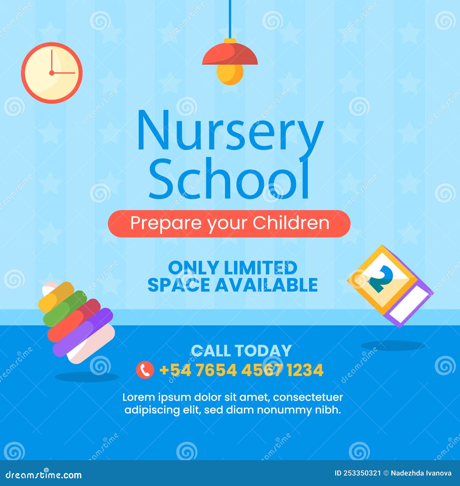 Flat Nursery School Posts Set Vector Illustration. Stock Vector ...