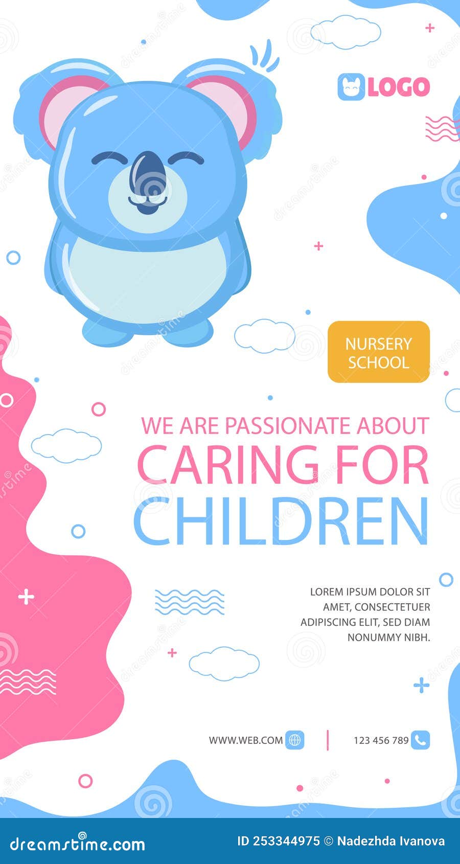 Flat Nursery School Posts Stories Set Vector Illustration. Stock Vector ...