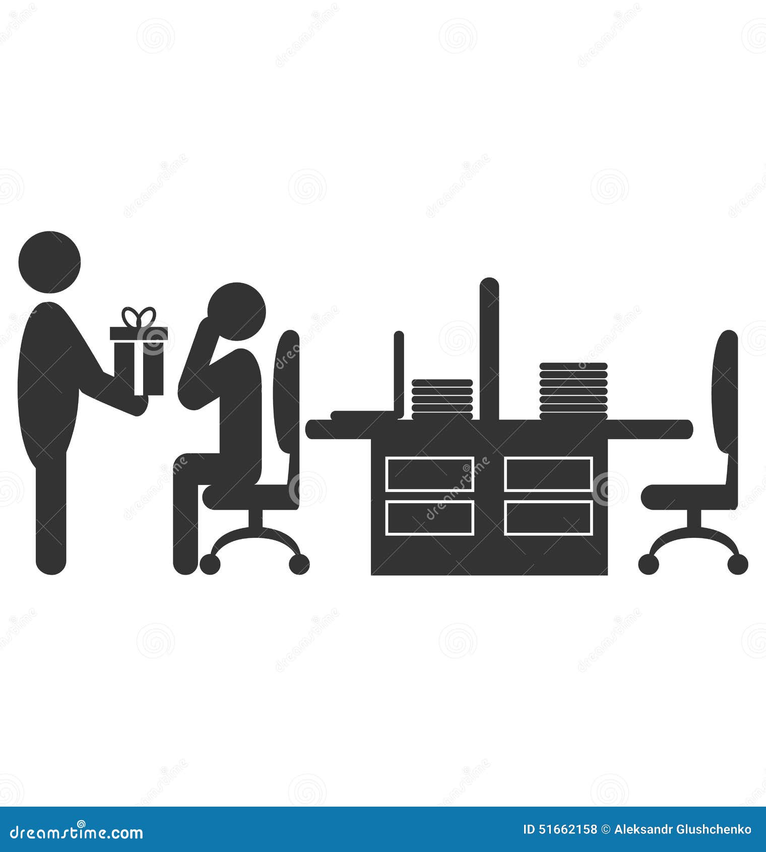 Flat Office Icon with Giving Gift Worker Isolated on White Stock Vector ...