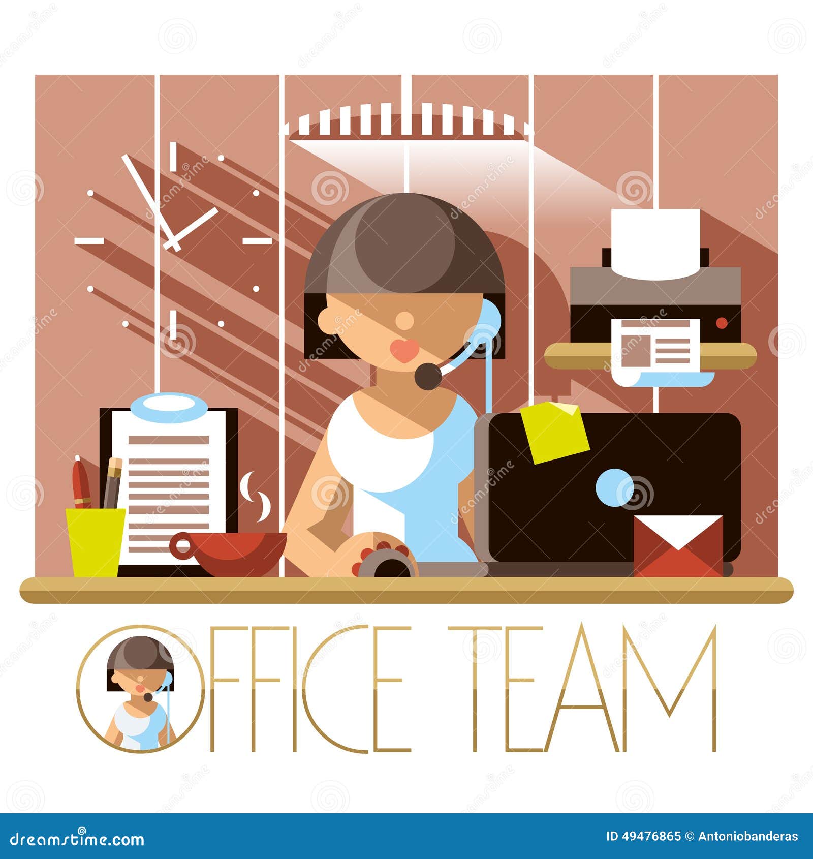 Flat Office Team Support stock vector. Illustration of center - 49476865