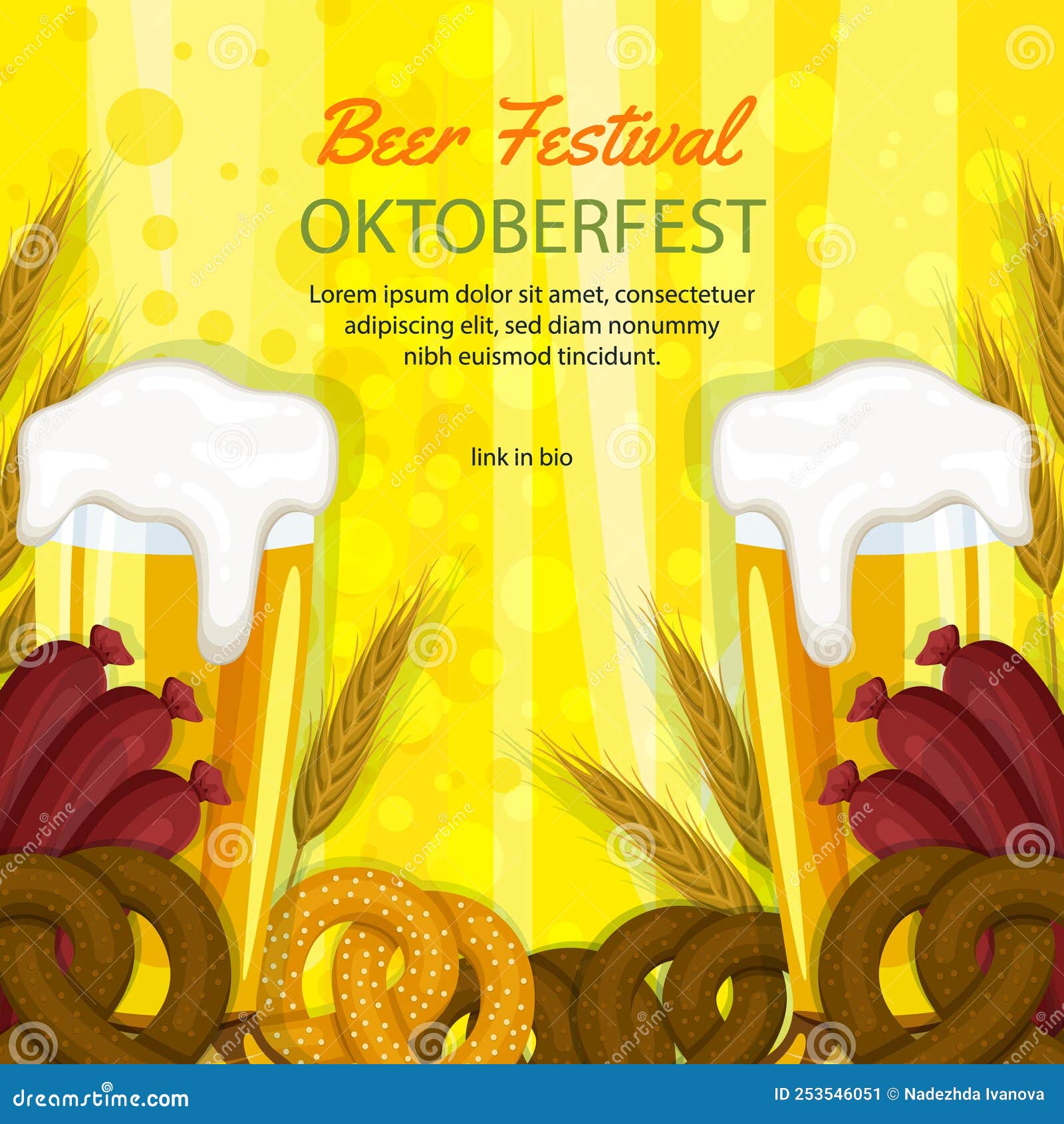 Flat Oktoberfest Posts Set Vector Illustration. Stock Vector ...