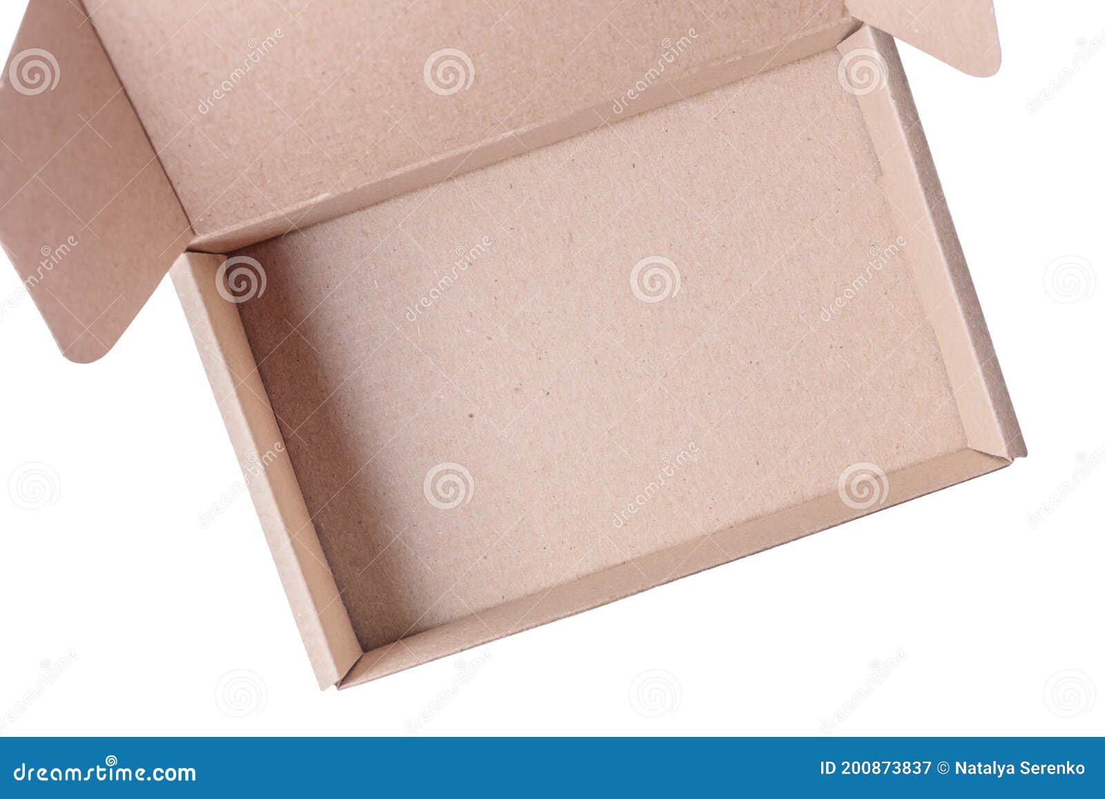 Flat Open Empty Cardboard Brown Box or Kraft Package Box Isolated on ...