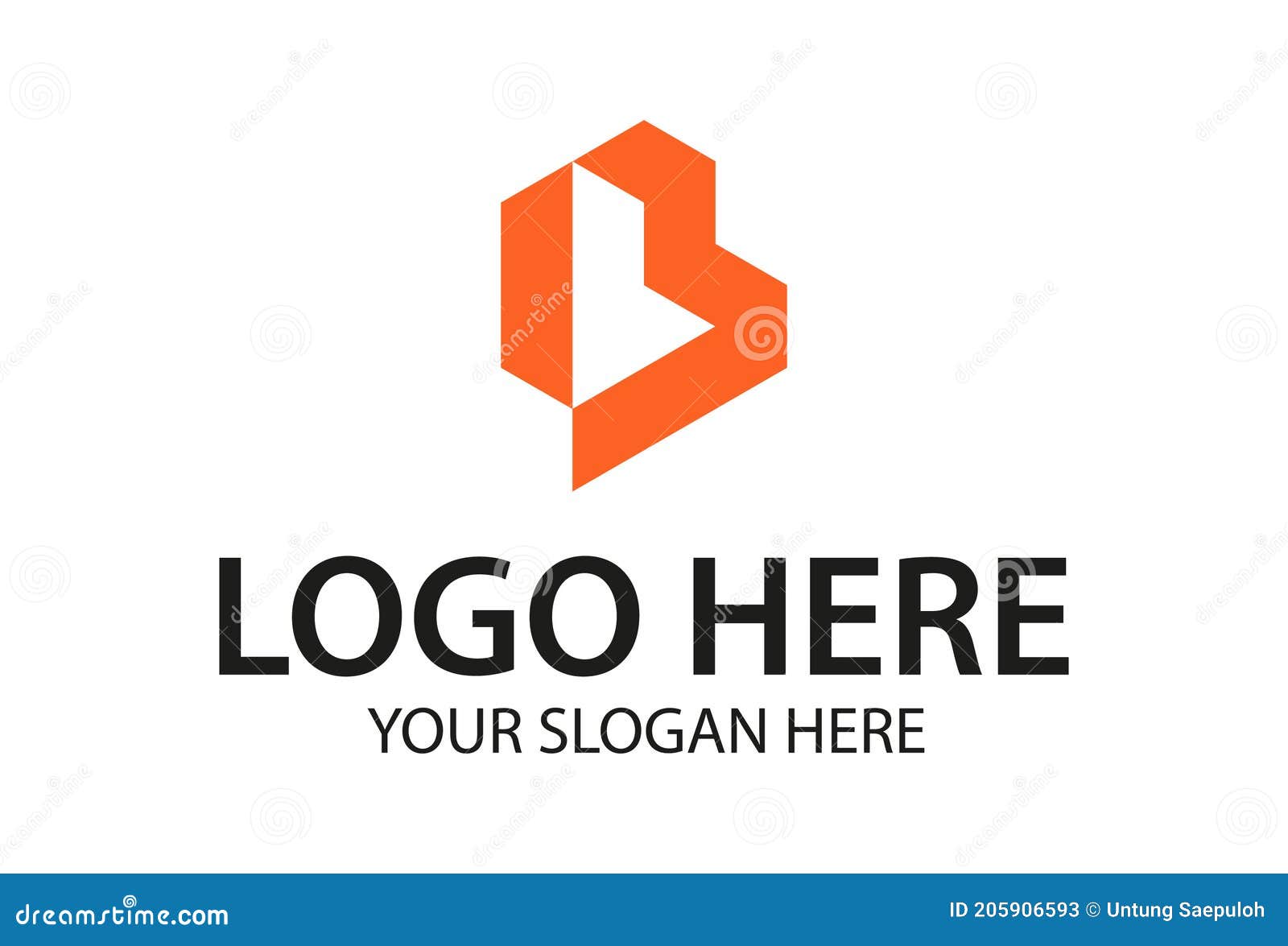 Orange Color Abstract Shape Triangle Initial Letter B Logo Design Stock ...