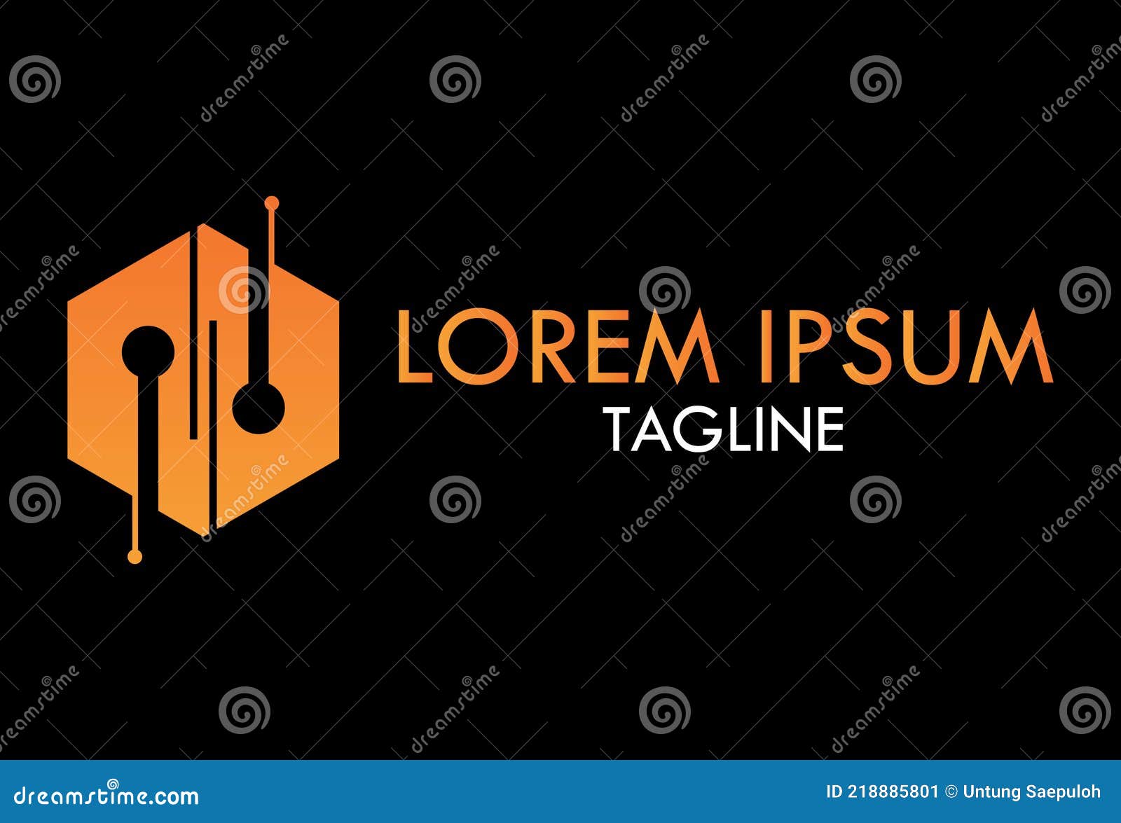 Orange Color Hexagonal Line Dot Tech Logo Design Stock Vector ...