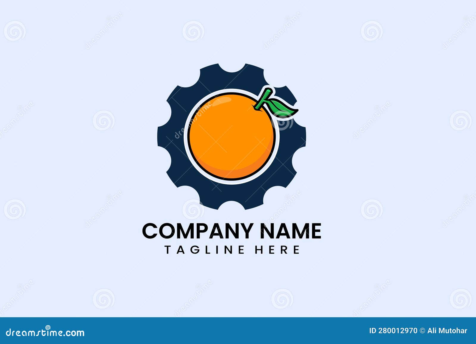 Flat Orange Fruit Gear Mechanical Engineering Logo Stock Vector ...