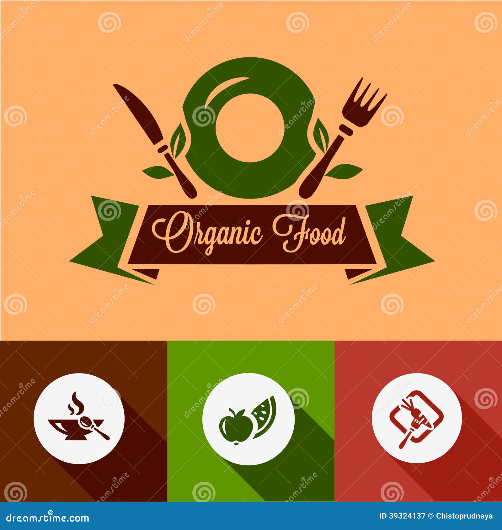 Flat organic food icons stock vector. Illustration of bread - 39324137