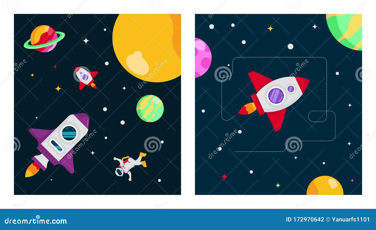 Flat Outer Space Background Illustration Vector Stock Illustration - Illustration of ...
