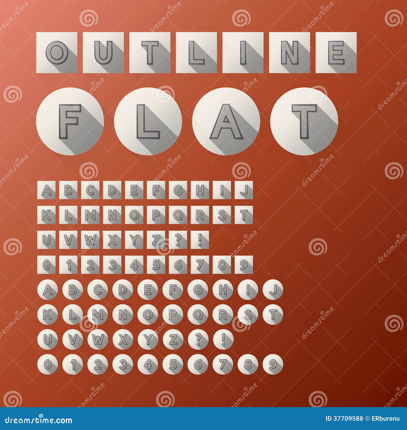 Flat Outline Font and Numbers Stock Vector - Illustration of line, clip ...