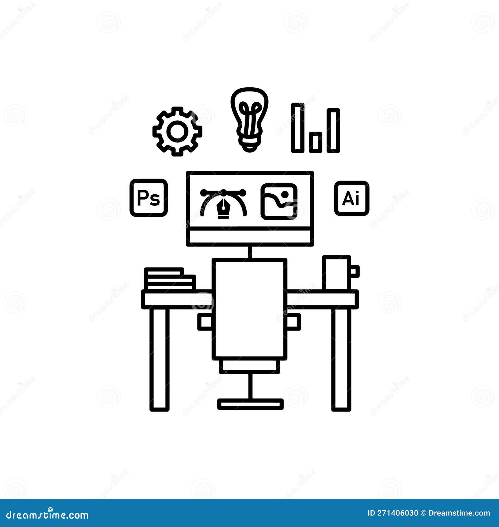 Flat Outline Style Graphic Design Concept Isolated on White Stock ...