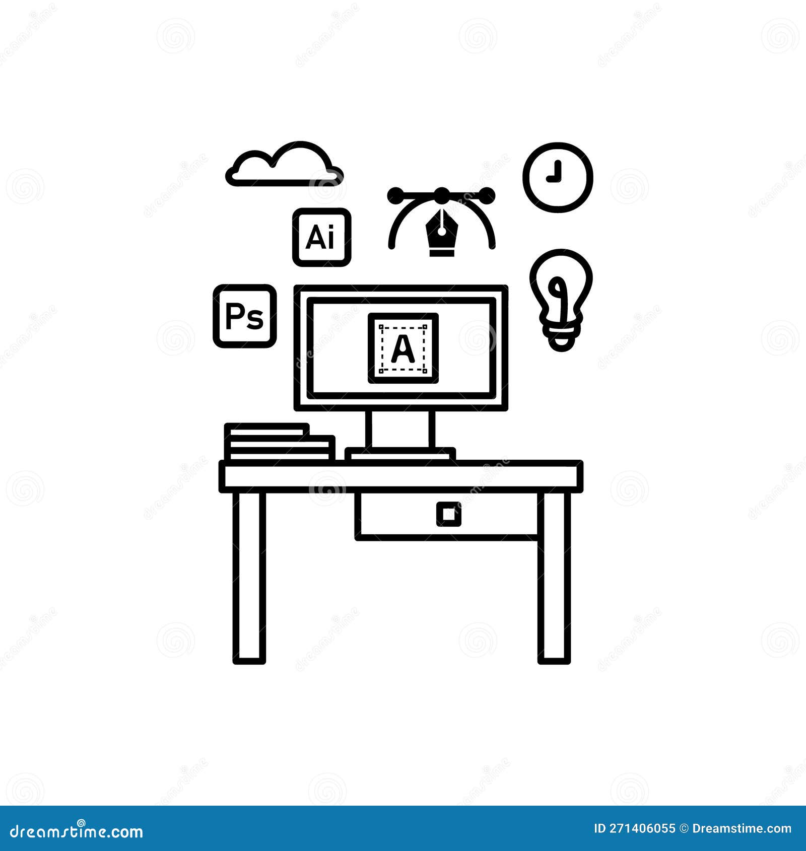 Flat Outline Style Graphic Design Vector Isolated on White Stock Vector ...