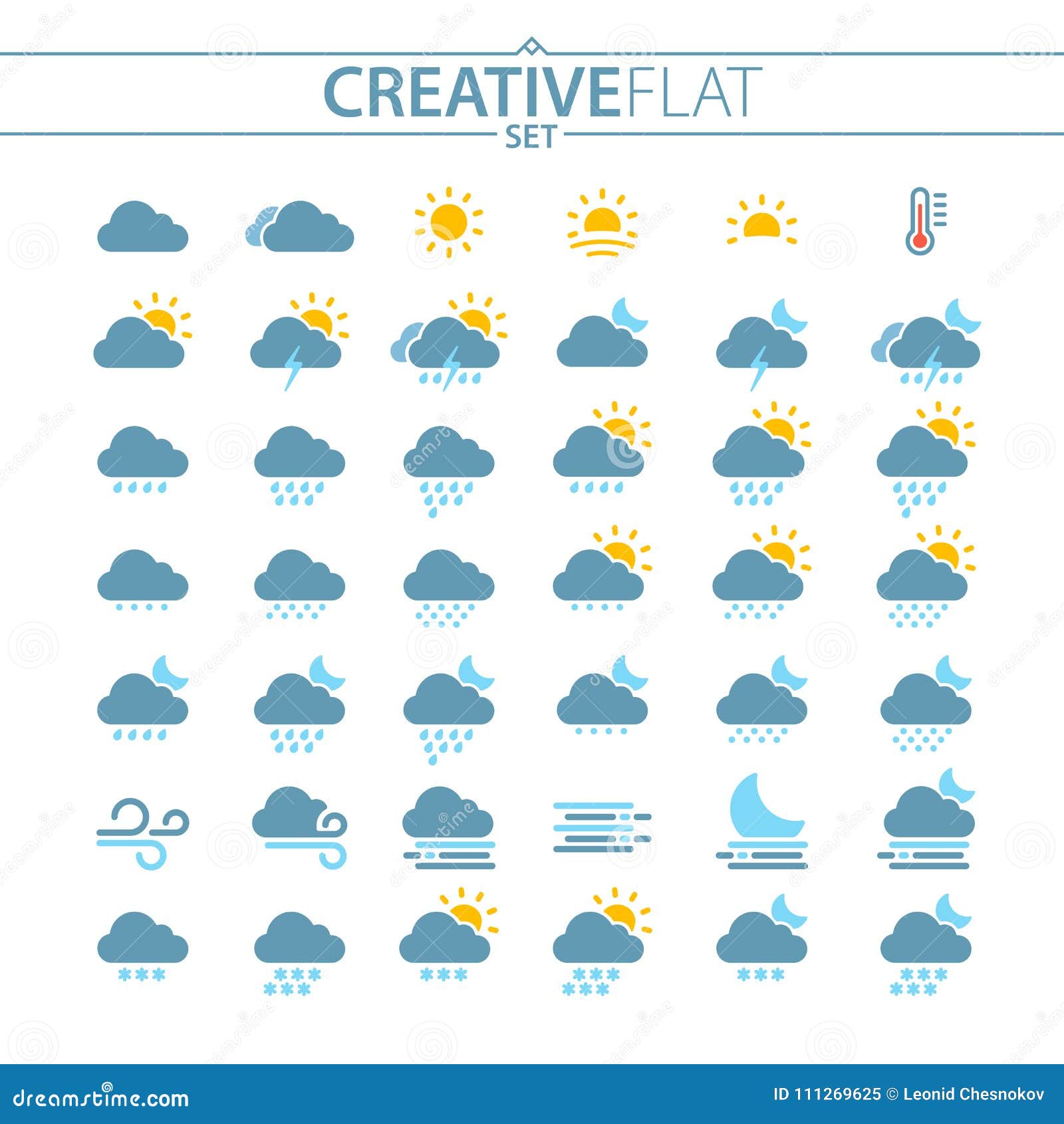 Flat Outline Weather Ui Icons Set for Mobile and Web Useage Stock ...