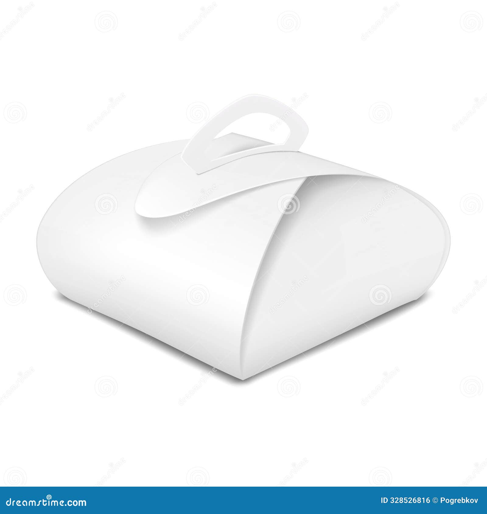 Flat Pack Paper Gift Box with Handle Mockup. Cardboard Bakery Box ...