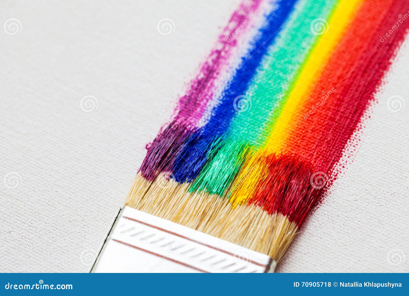 Flat Paintbrush and Multicolor Rainbow Brush Strokes on White Stock ...