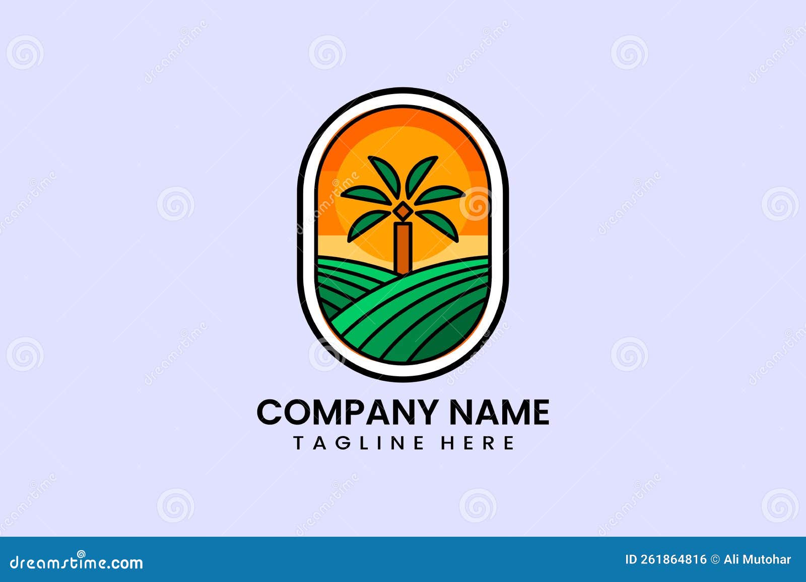 Flat Palm Tree Farm Logo Template Design Logotype Stock Illustration ...