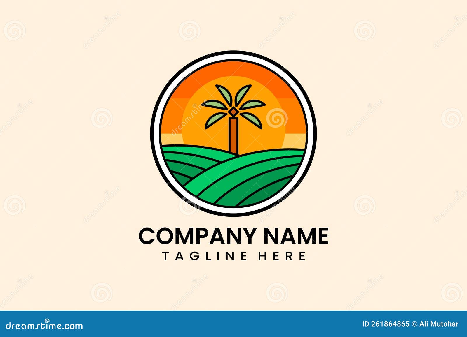 Flat Palm Tree Farm Logo Template Design Logotype Stock Vector ...