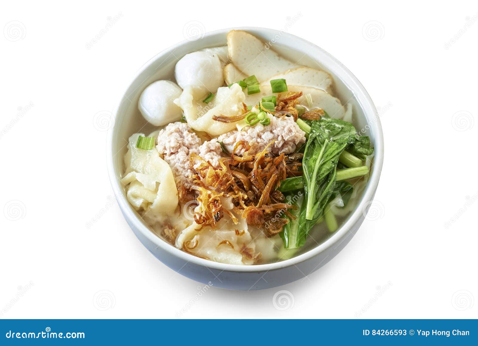 Flat Pan Mee Soup with Cooked Ingredients Stock Image - Image of unique ...
