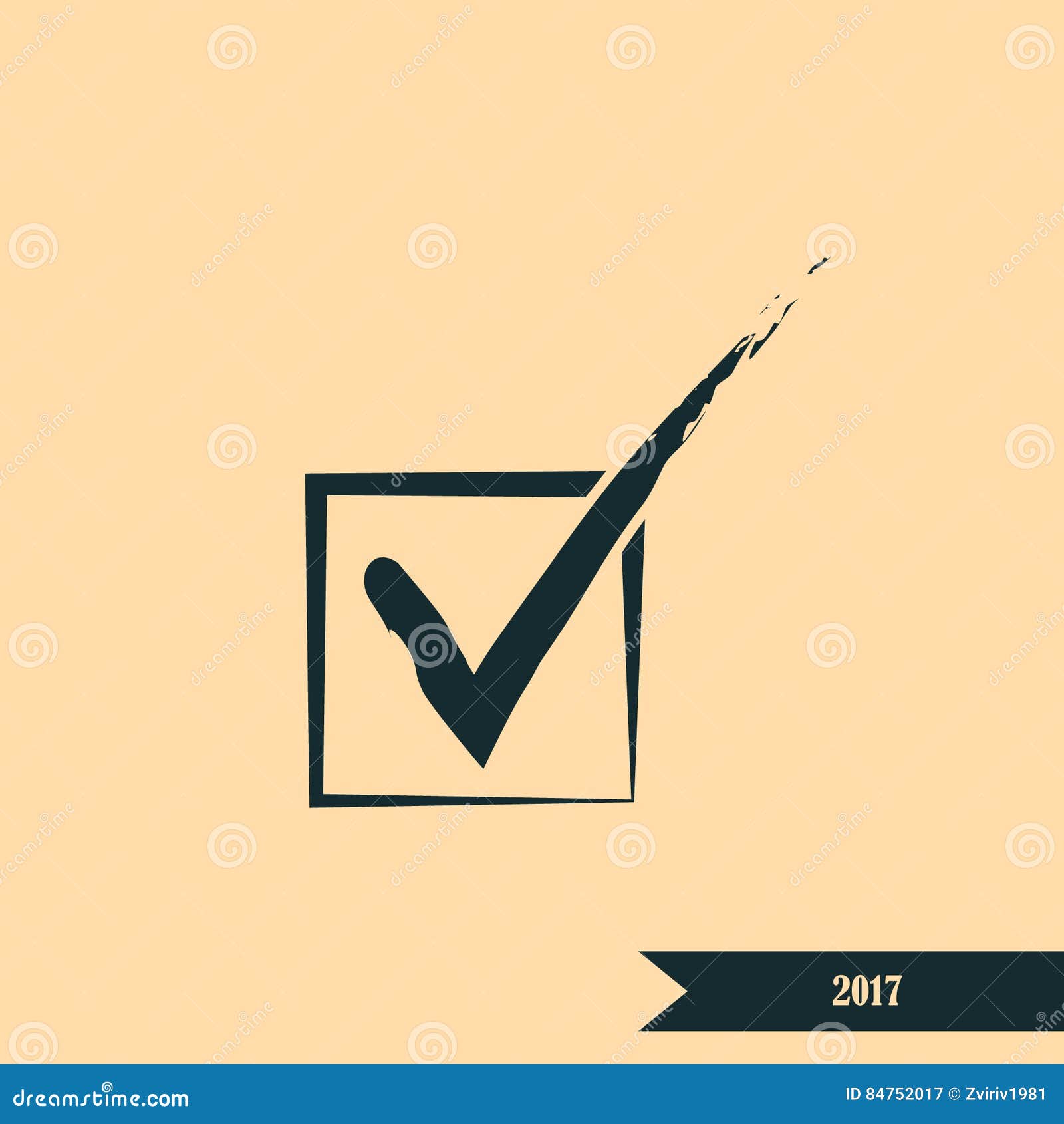 Flat Paper Cut Style Icon of Check Box Stock Illustration ...