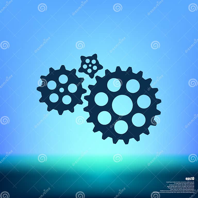 Flat Paper Styled Icon of Cogs Stock Illustration - Illustration of ...