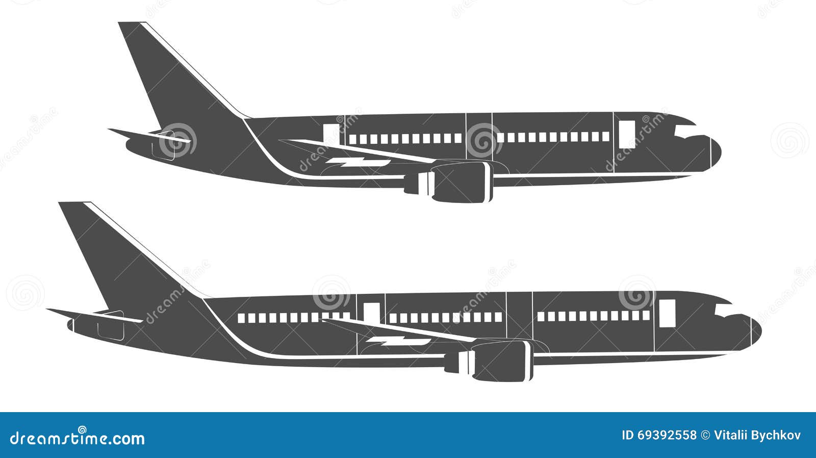 Flat passenger airplane stock vector. Illustration of flight - 69392558