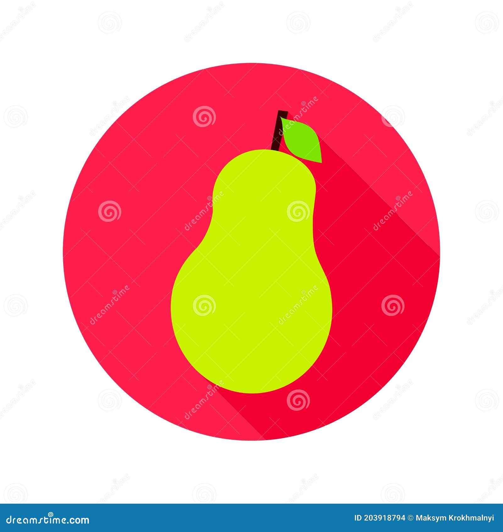 Flat Pear Circle Icon stock vector. Illustration of food - 203918794