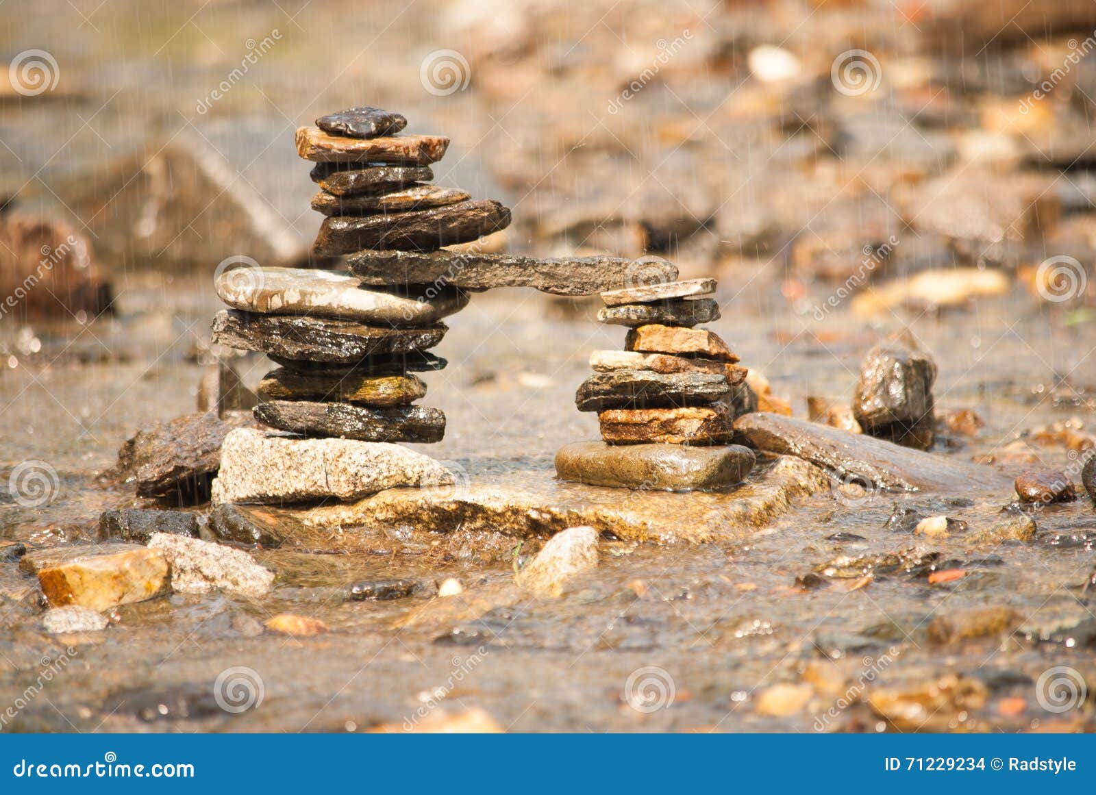 Flat Pebble Bridge in Rain stock photo. Image of pile - 71229234