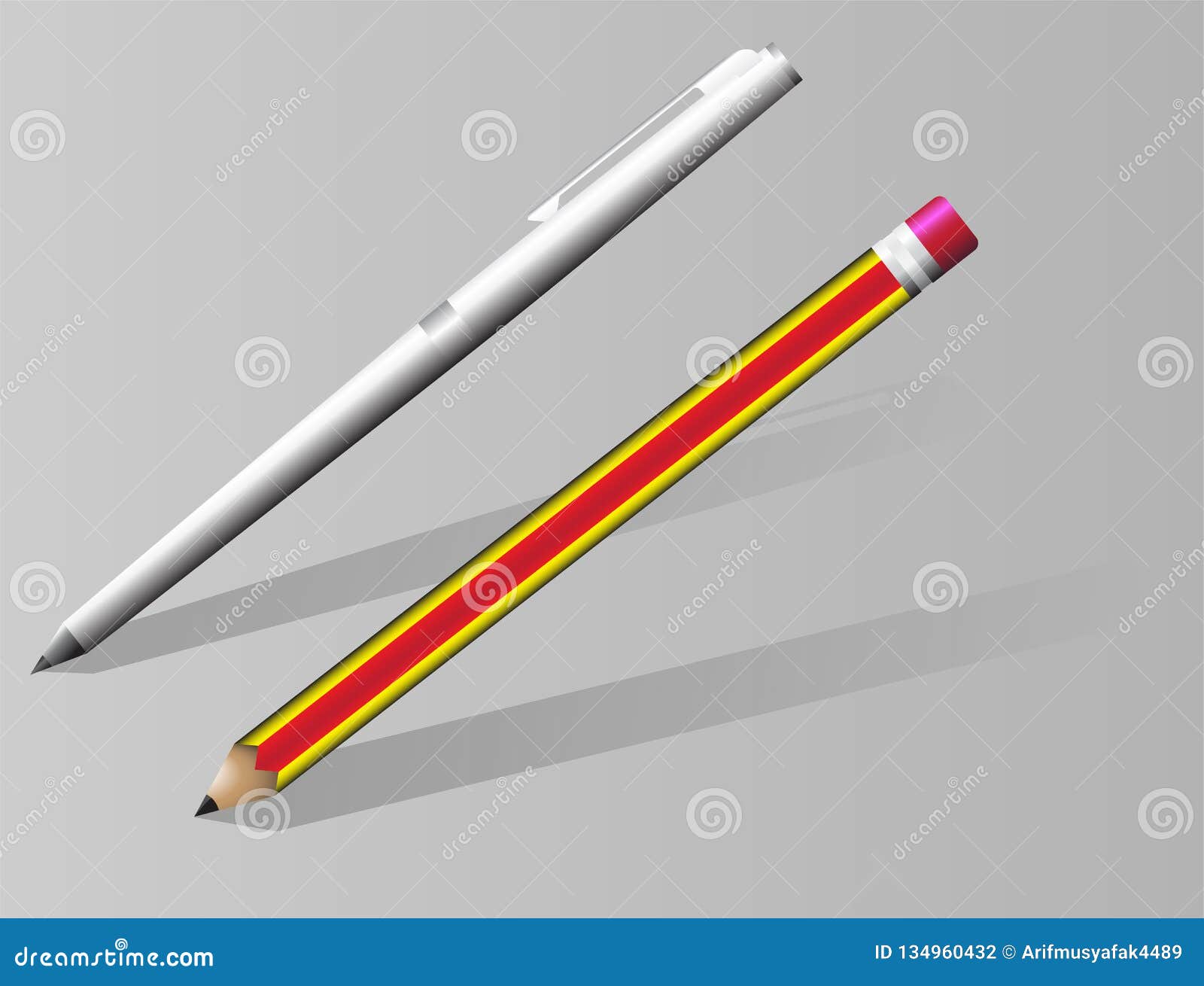 Flat Pen and Pencil with Shadow Stock Vector - Illustration of color ...