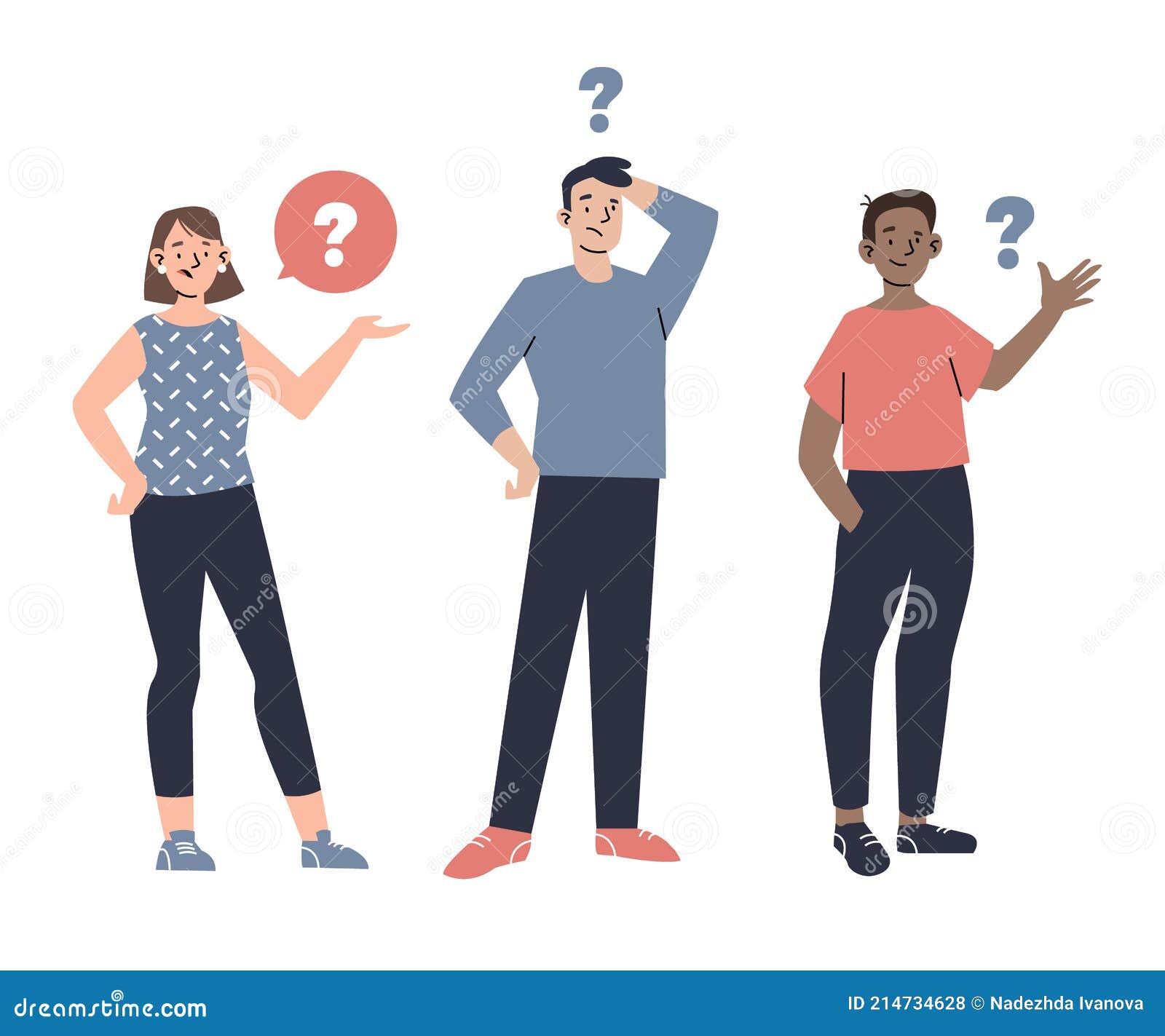 Flat People Asking Questions Set Vector Illustration. Stock Vector ...