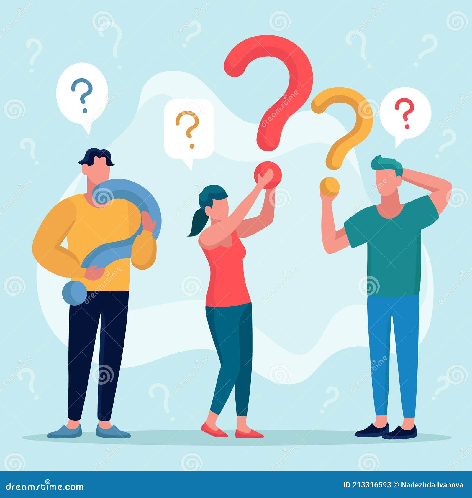 People Asking Questions Around A Huge Question Mark In Computer Cartoon ...