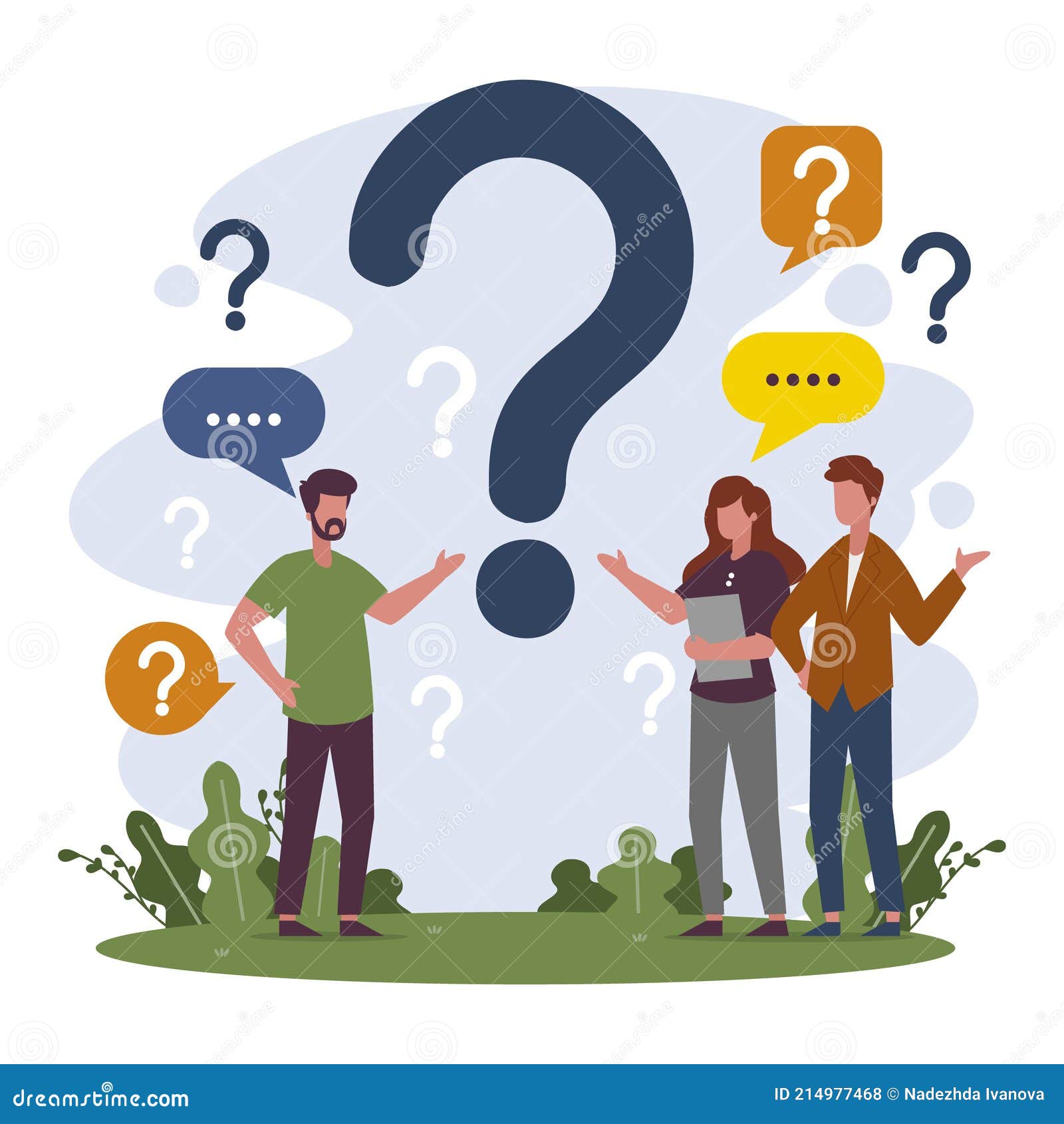 Flat People Asking Questions Vector Illustration. Stock Vector ...