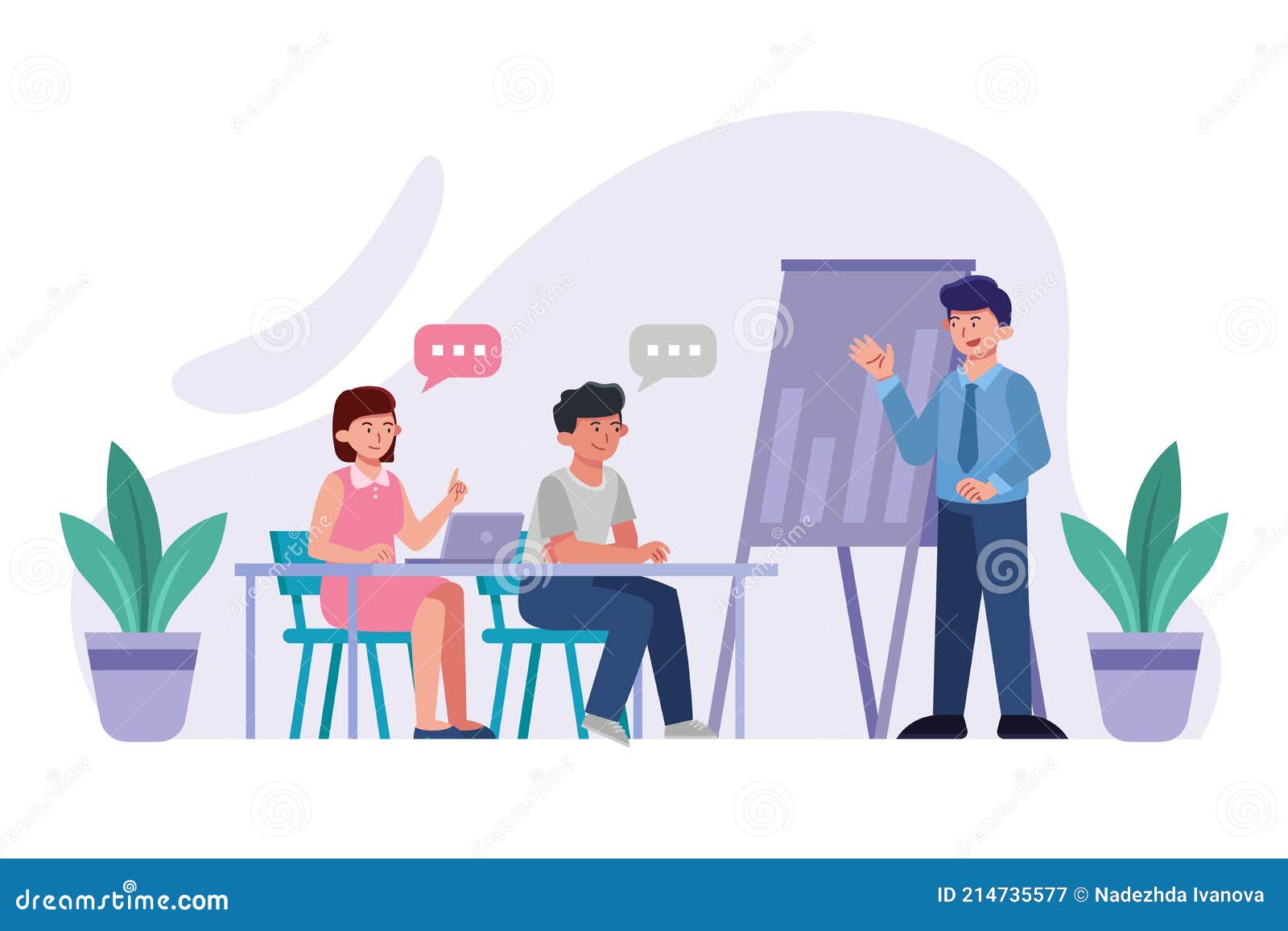 Flat People on Business Training Vector Illustration. Stock Vector ...