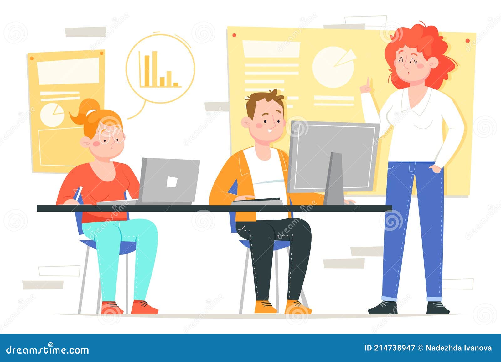 Flat People on Business Training Vector Illustration. Stock Vector ...