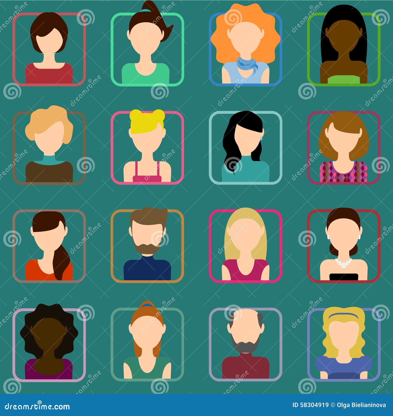 Flat people icons set. stock vector. Illustration of face - 58304919
