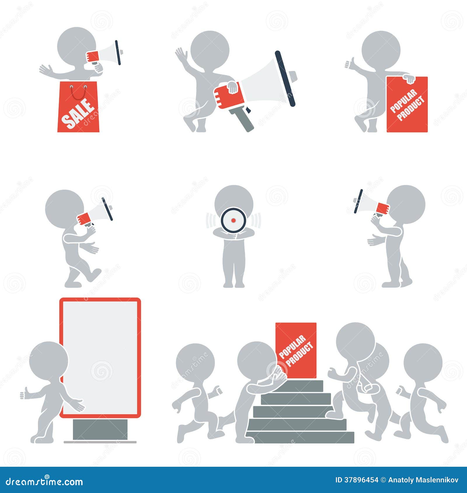 Flat people - promotion stock vector. Illustration of grey - 37896454