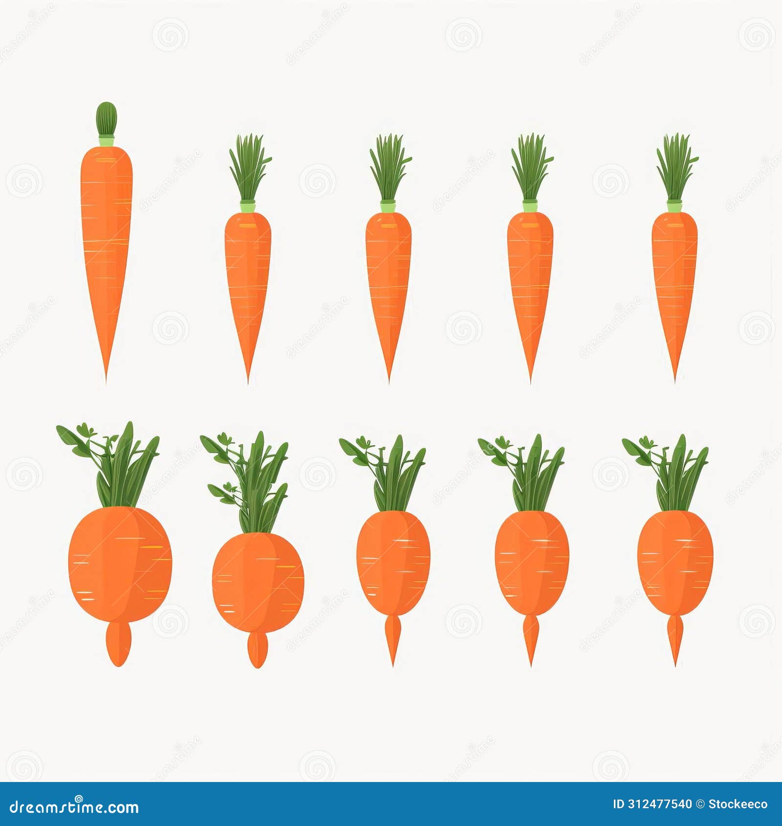 Flat Perspective Carrot Illustration Set with Minimalistic Animation ...